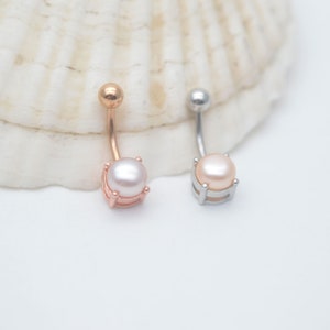 Freshwater Pearl Belly Button Ringselegant Belly Button - Etsy