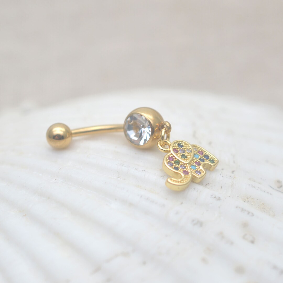 Elephant Belly Button Rings,dainty Belly Button Jewelry,lucky Navel ...