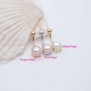 Freshwater Pearl Belly Button Ringselegant Belly Button - Etsy