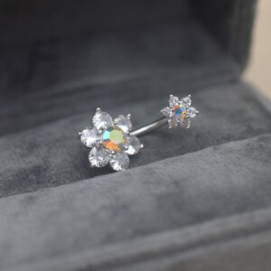 Red Diamond Flower Belly Button Ring,belly Button Jewelry,red Navel ...