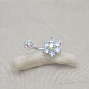 Red Diamond Flower Belly Button Ring,belly Button Jewelry,red Navel ...