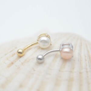 Freshwater Pearl Belly Button Ringselegant Belly Button - Etsy
