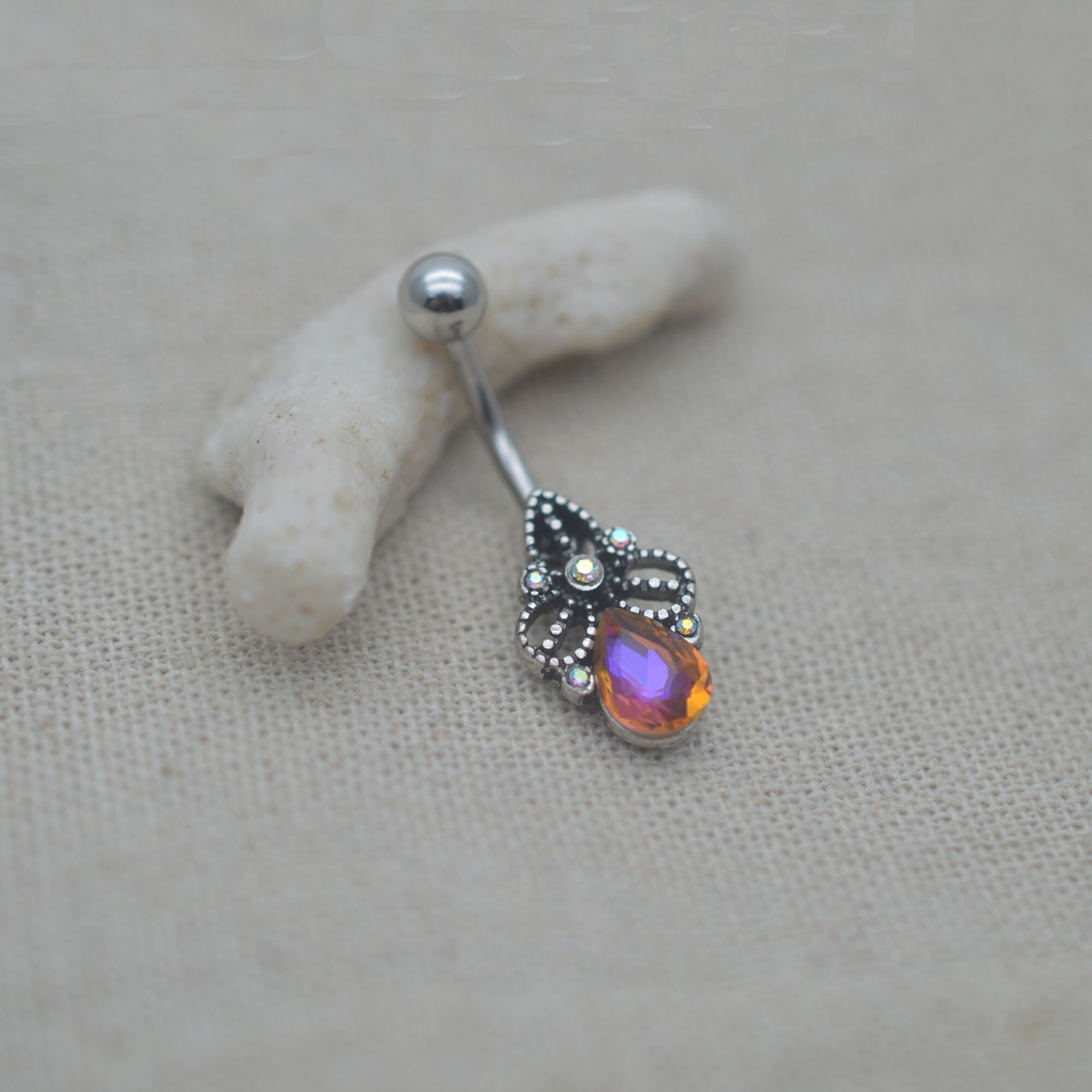 Yellow Diamond Belly Button Ringteardrop Belly Button | Etsy