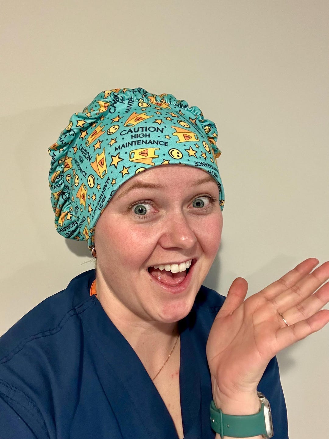 Caution High Maintenance Handmade Nurse Scrub Cap: Soft Stretchy ...