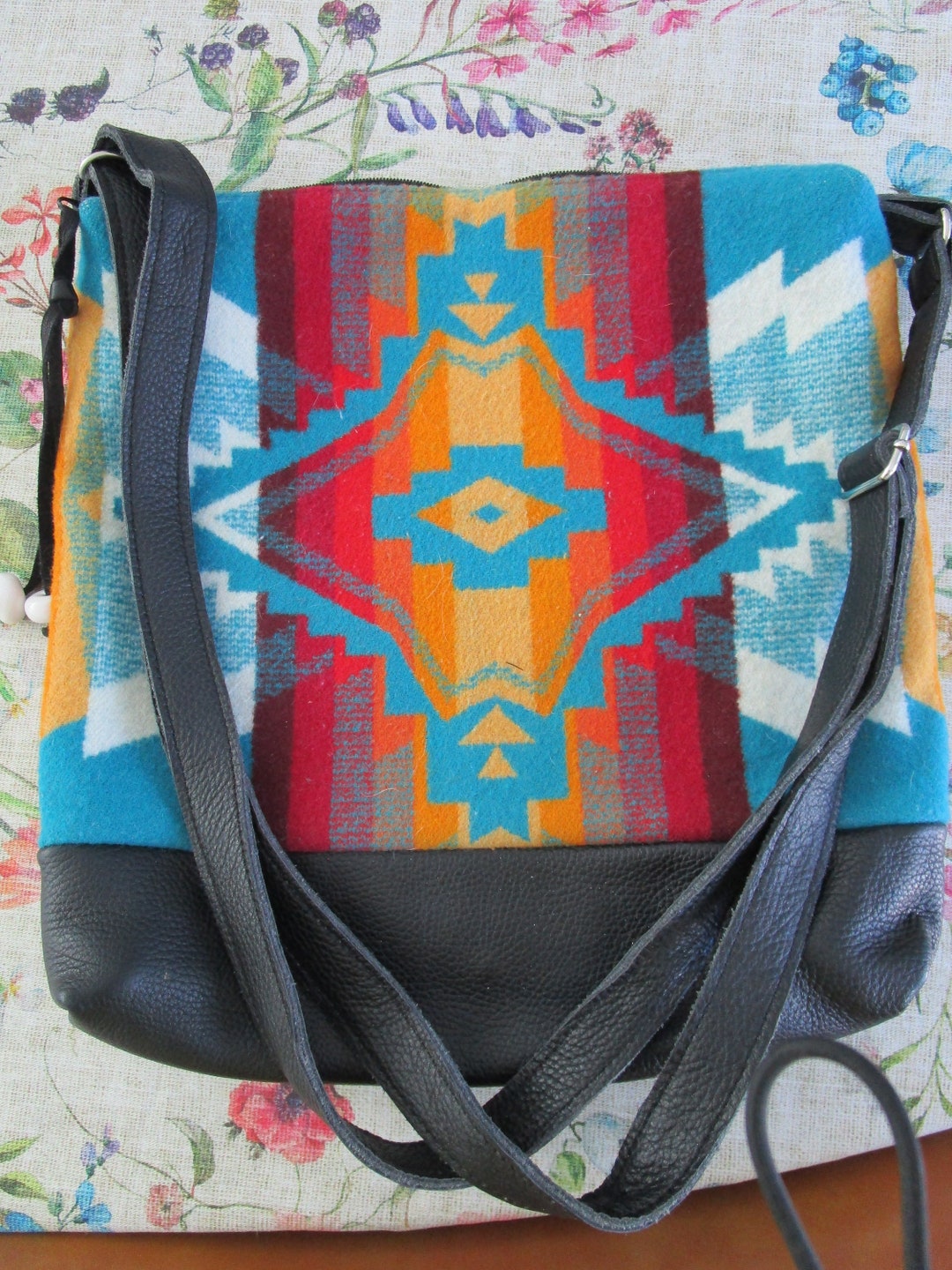 Native American Design Wool and Leather Handbag - Etsy