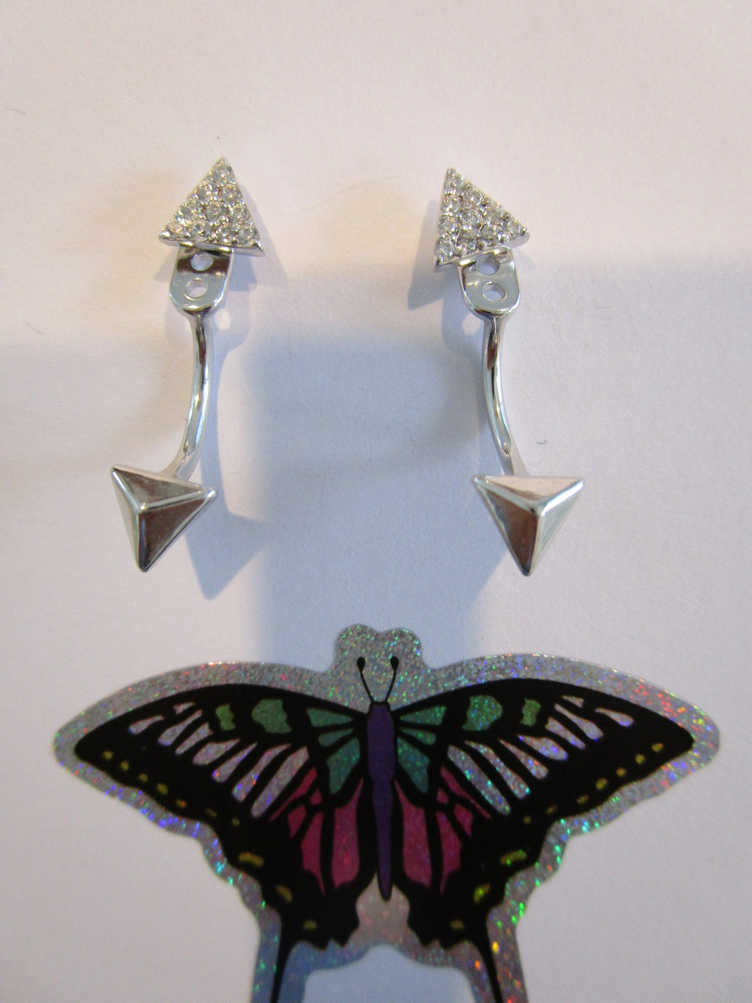 Silver Pyramid Stud/ Jacket Earrings - Etsy