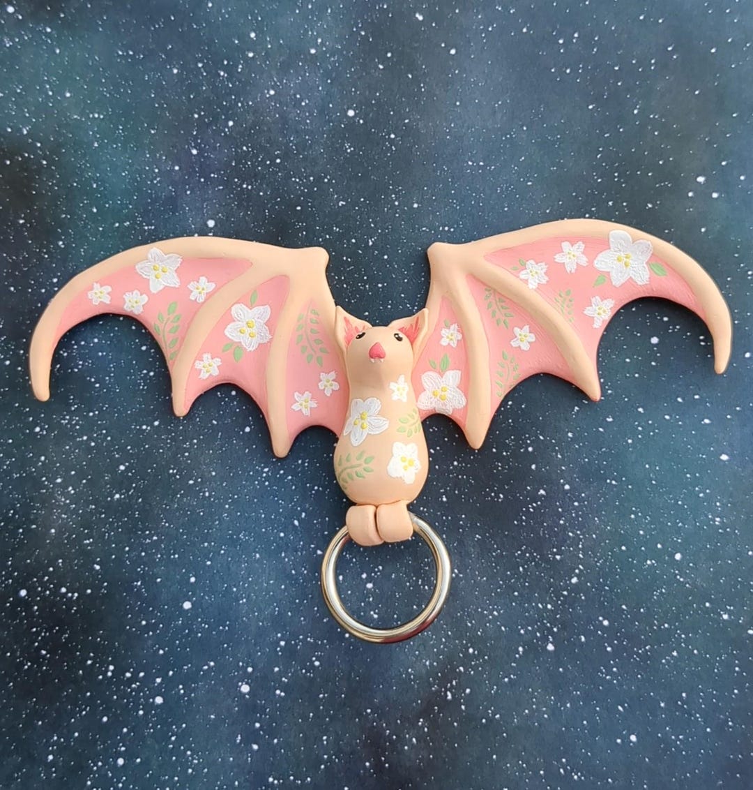 Peach Floral Bat - Etsy