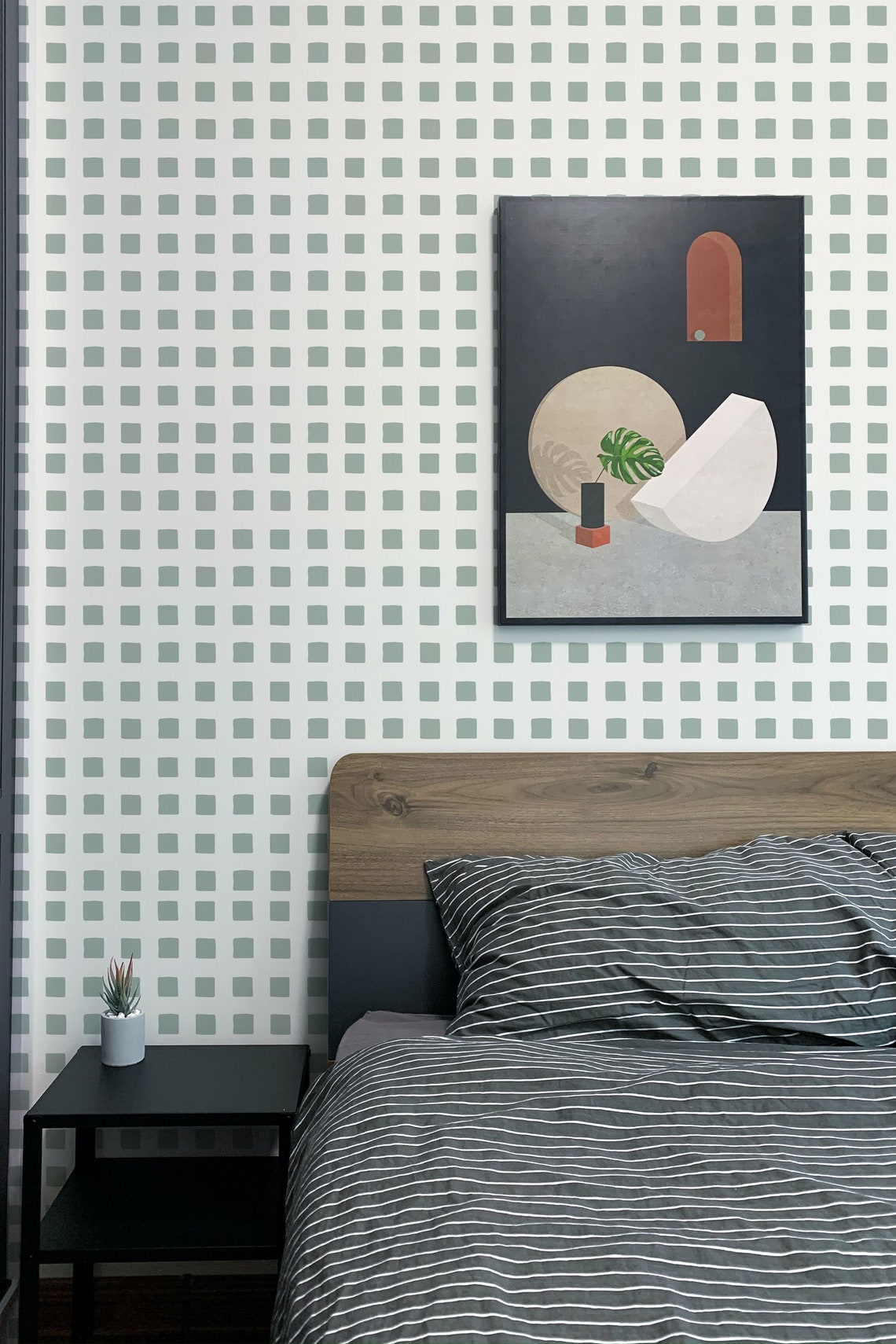 Sage Green Plaid Removable Wallpaper Buffalo Check Wallpaper - Etsy