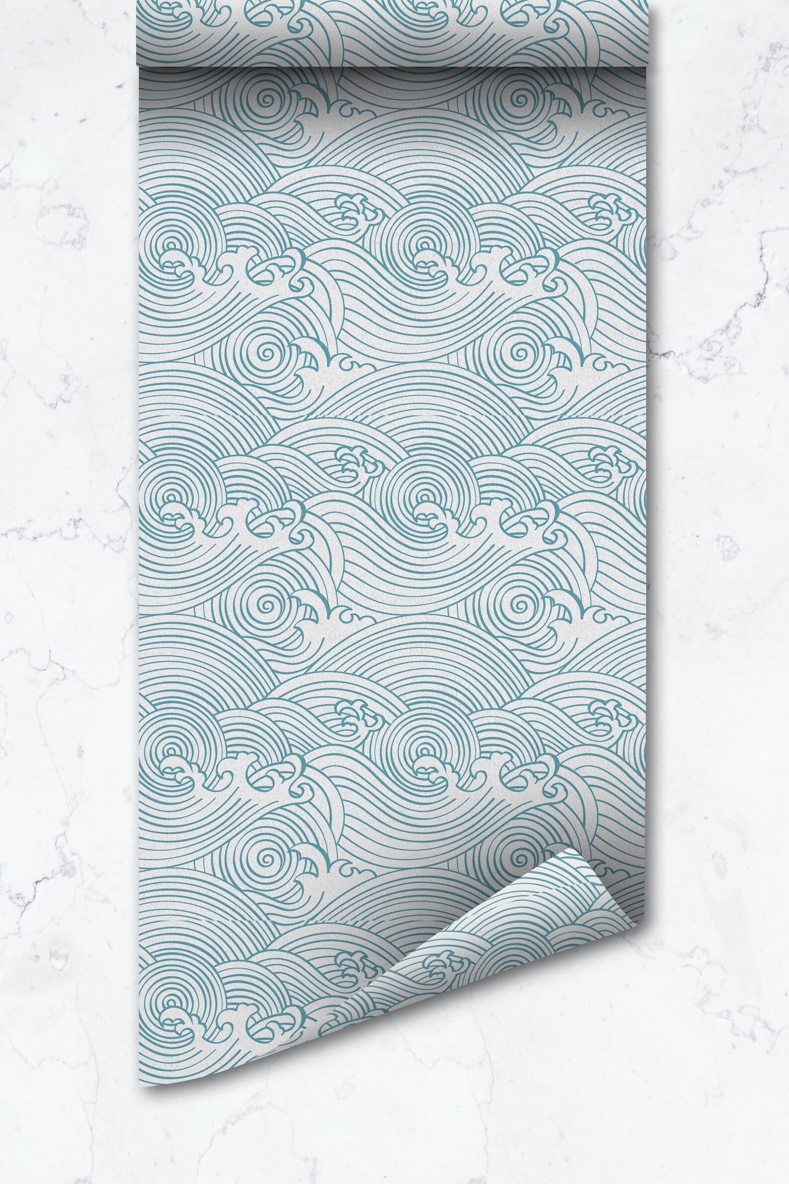 Ocean Waves Wallpaper, Coastal Style, Nautical Japanese, Self Adhesive ...