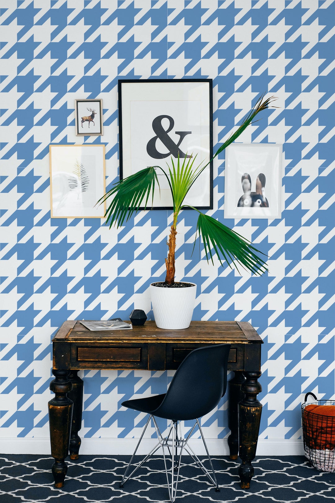 Pearl Blue Houndstooth Wallpaper, Classic Houndstooth Pattern ...