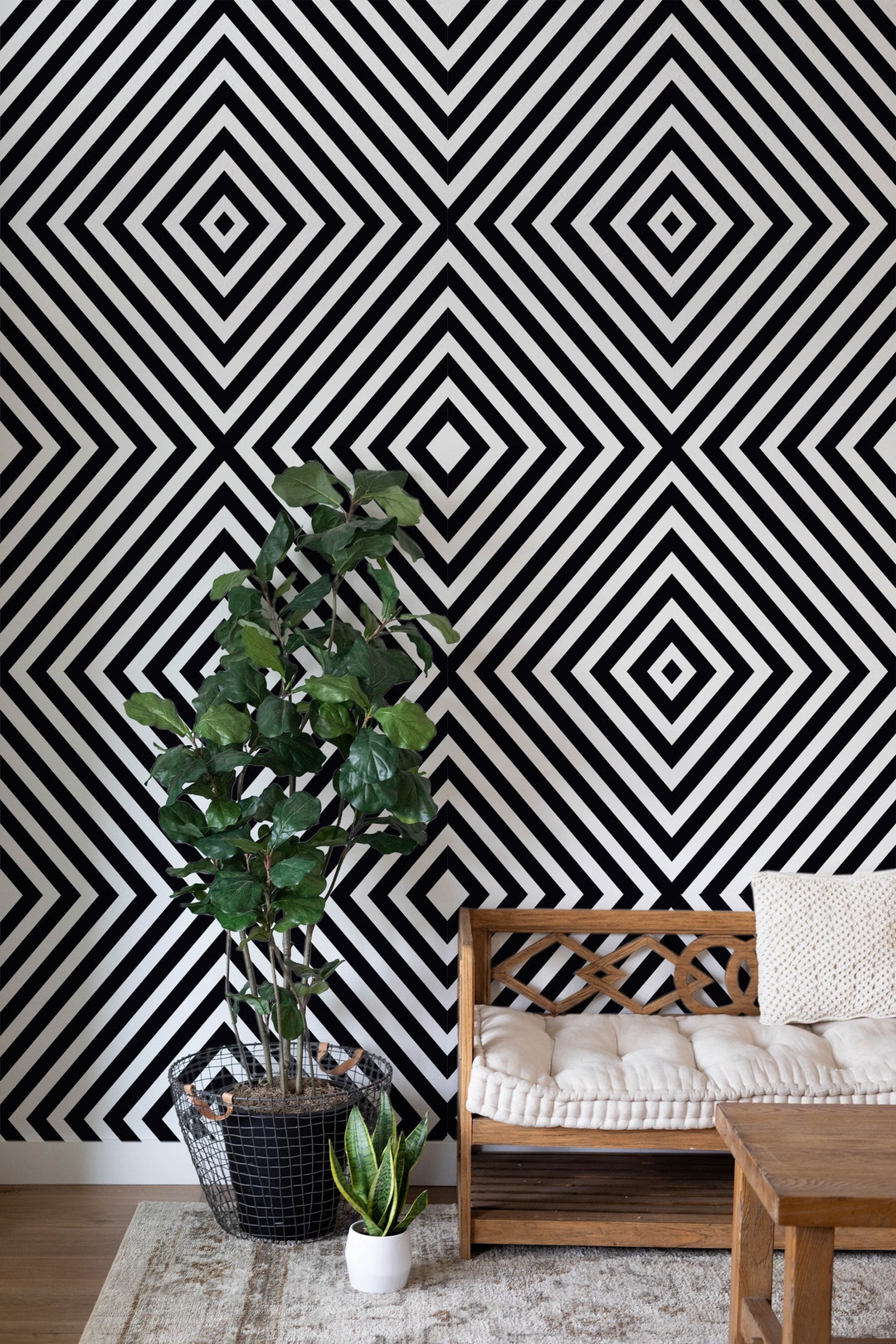 Bold Geometric Wallpaper, Peel and Stick Wallpaper and Traditional ...