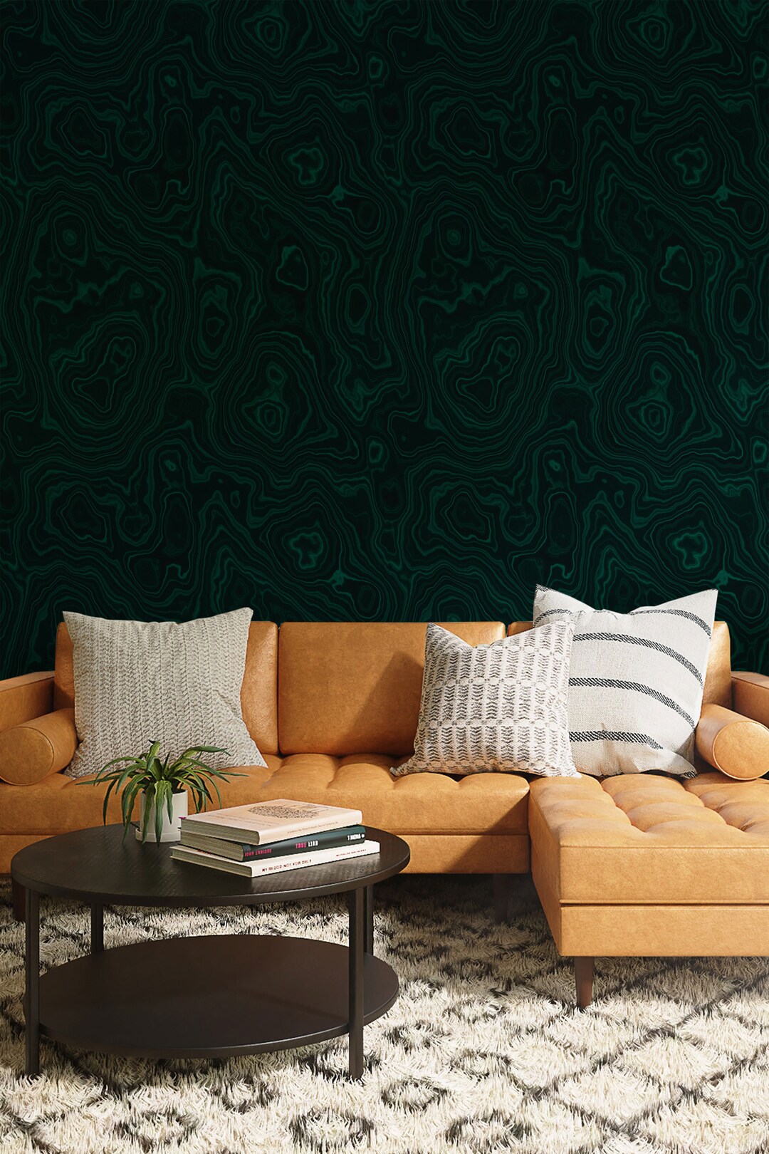 Emerald Malachite Pattern Wallpaper, Removable Self Adhesive or ...