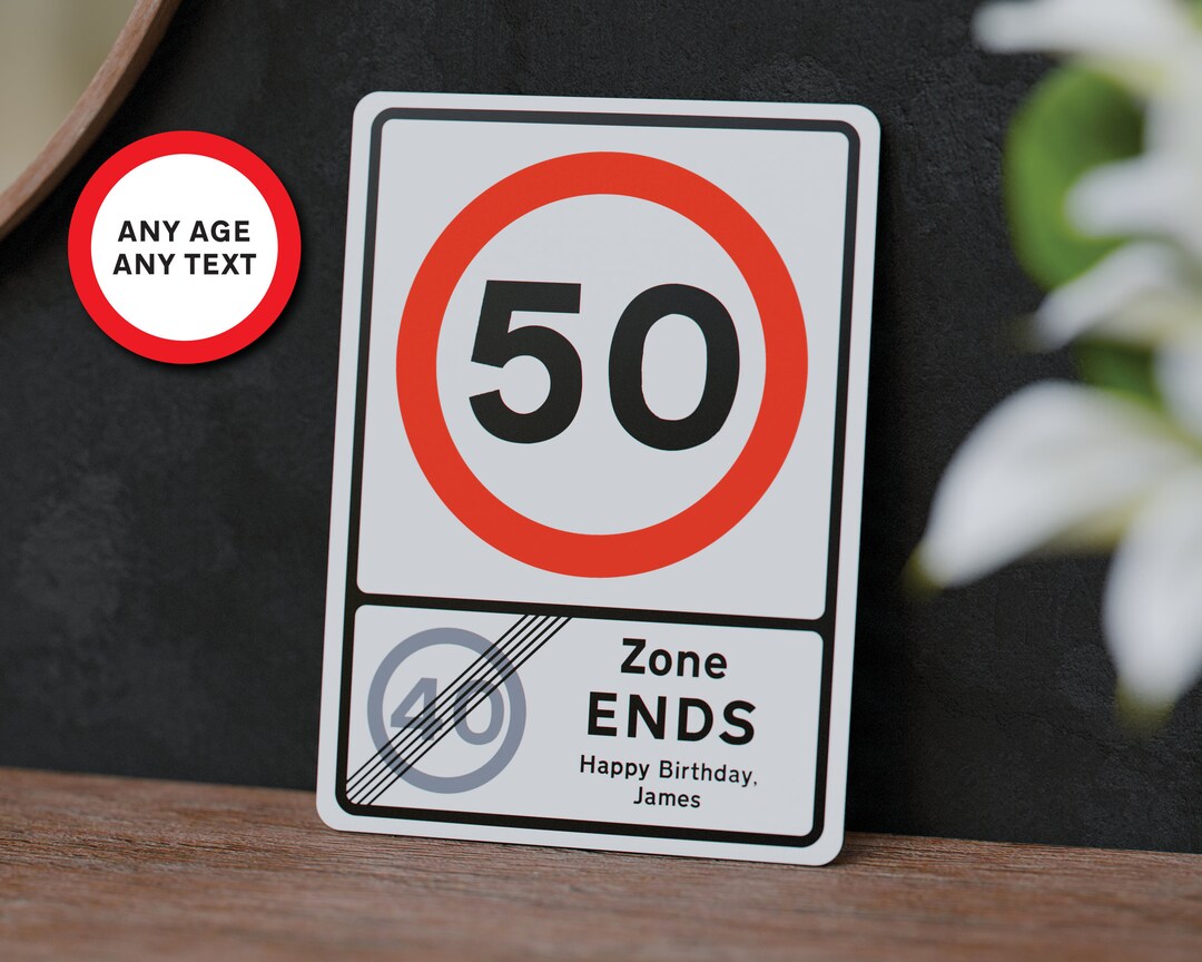 Personalised Birthday Milestone Metal Sign, Road Speed Sign Style, 30th ...