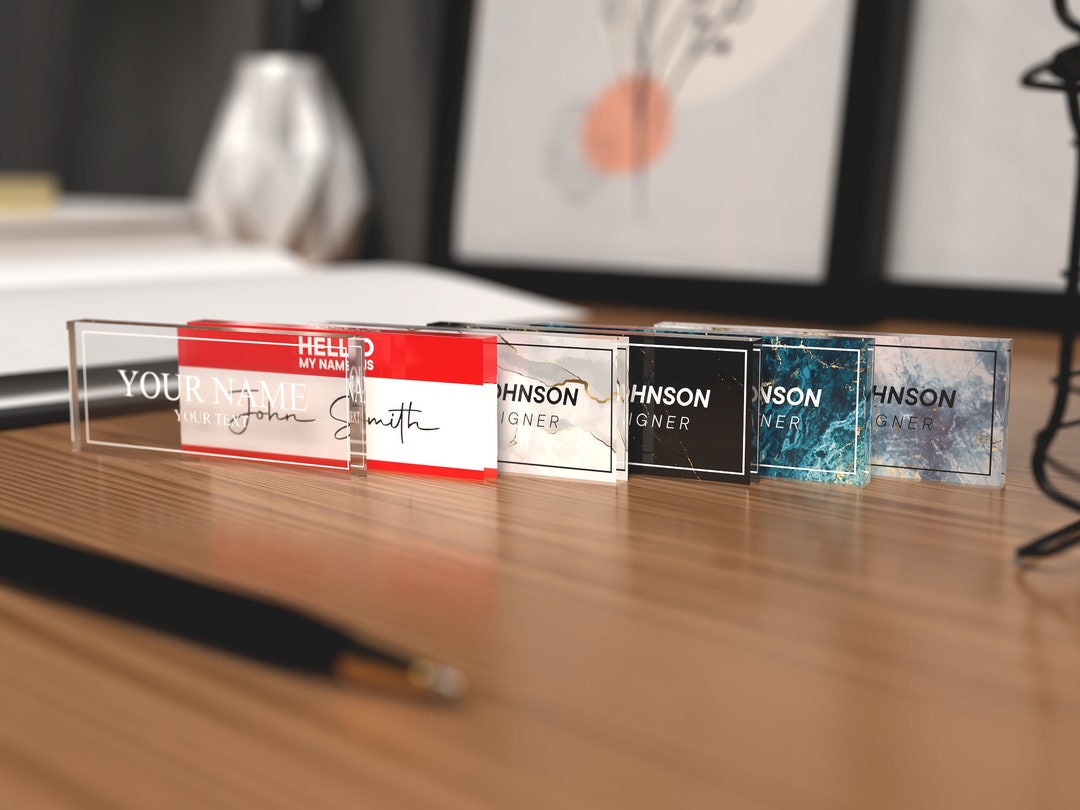 Personalised Acrylic Desk Name Plate CUSTOM Print on Clear Acrylic ...