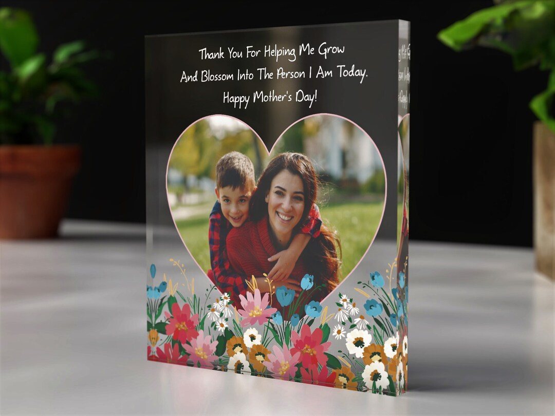 Personalised Mum Photo Block – Mother’s Day Heart Gift - Etsy UK