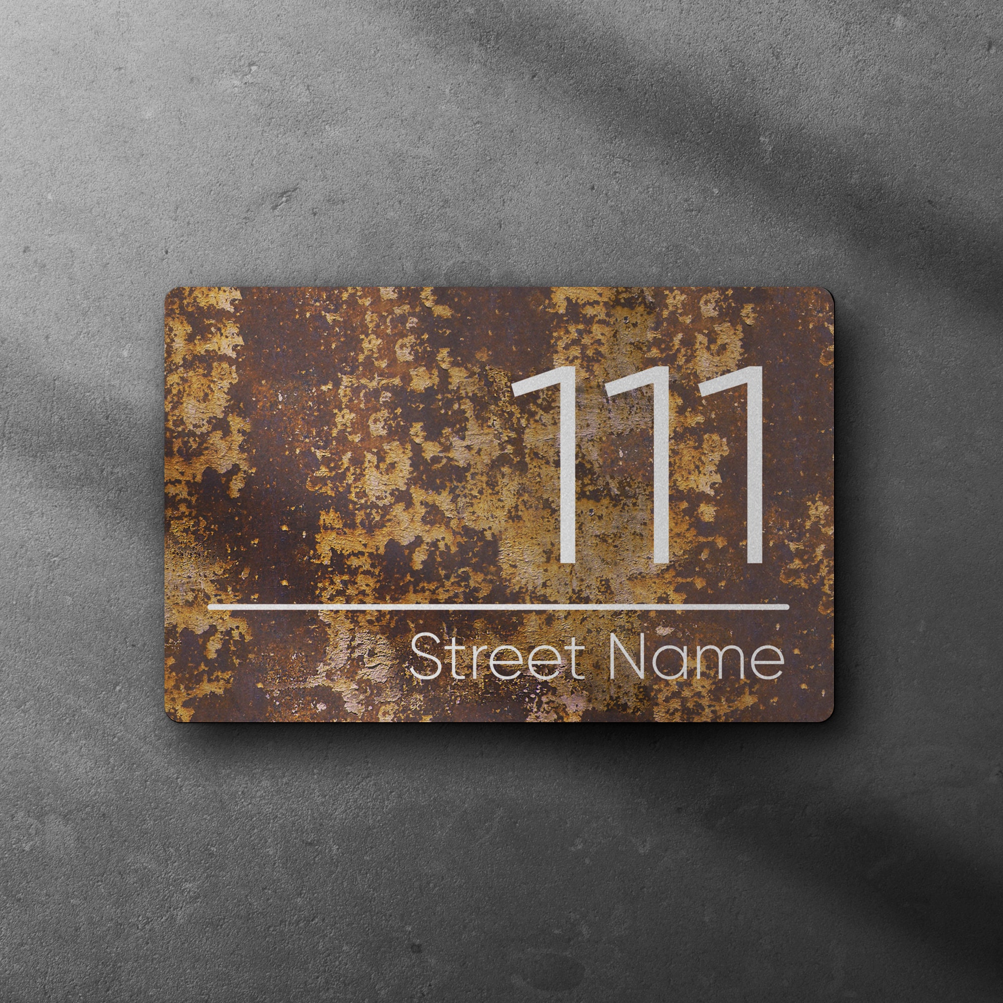 Personalised Contemporary Hidden Fixings Sign, Rusty Metal Style House ...