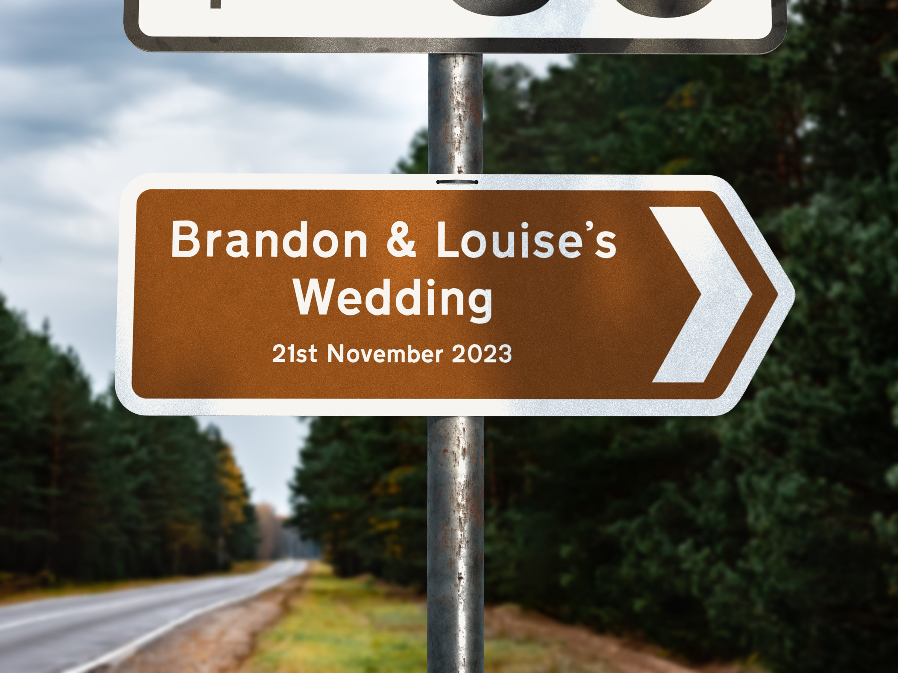 Personalised Metal Wedding Sign Direction Road Arrow Sign - Etsy UK