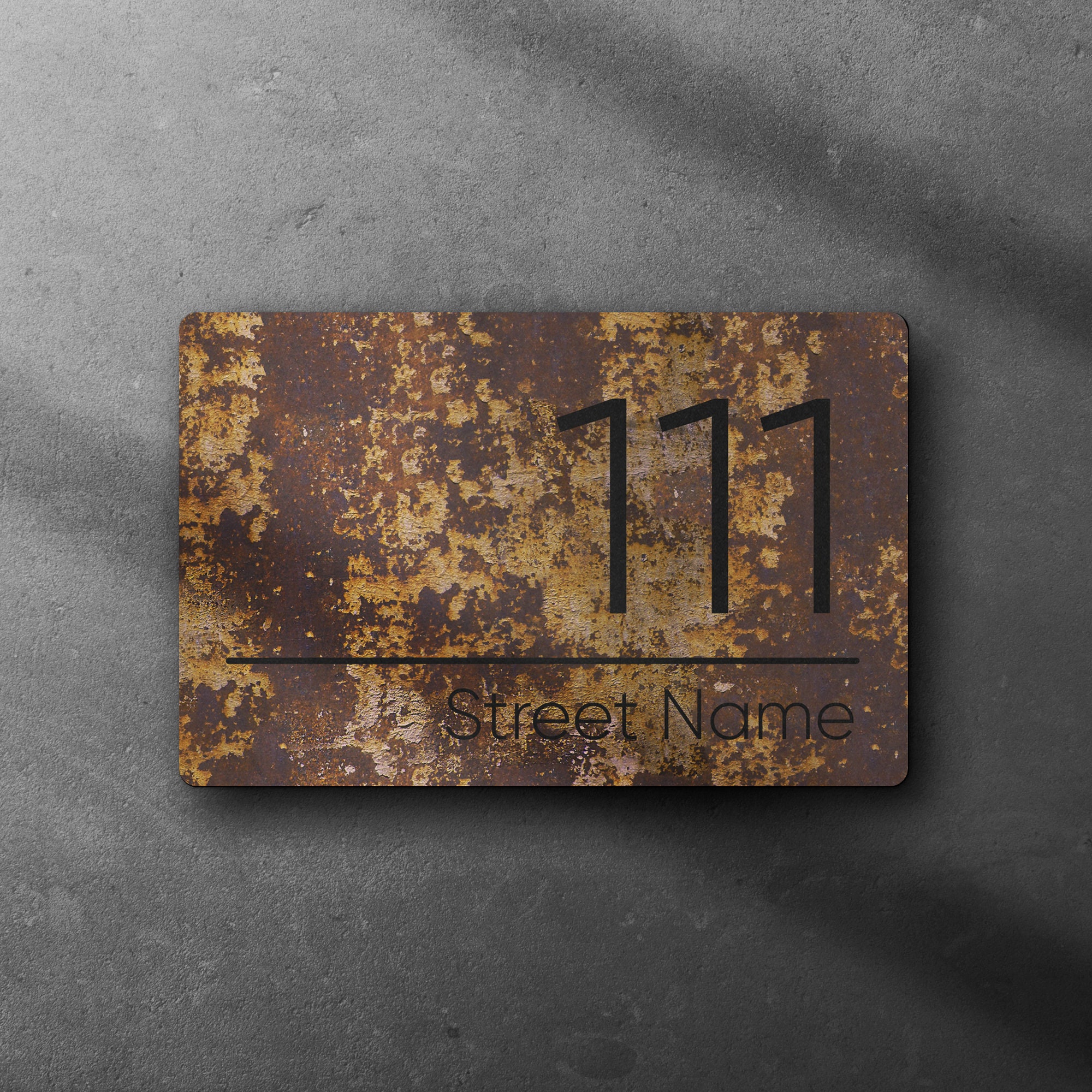 Personalised Contemporary Hidden Fixings Sign, Rusty Metal Style House ...