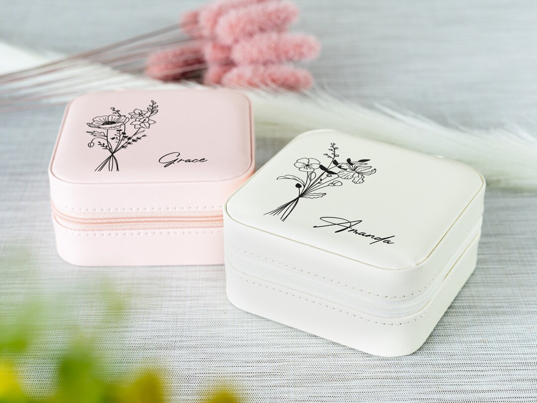 Personalised Birth Flower Jewellery Box Unique Bridesmaid Gift Mother's ...
