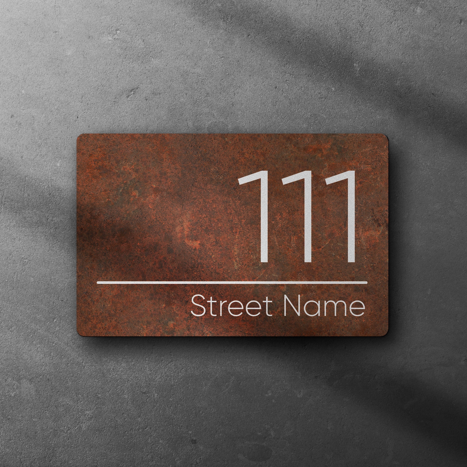 Personalised Contemporary Hidden Fixings Sign, Rusty Metal Style House ...