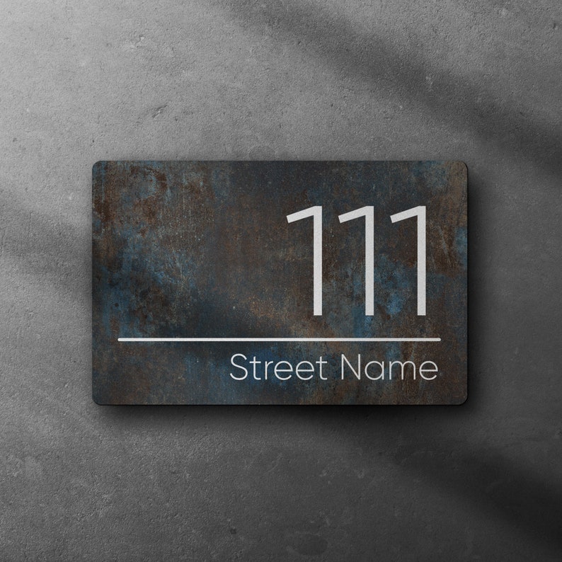 Personalised Contemporary Hidden Fixings Sign, Rusty Metal Style House ...