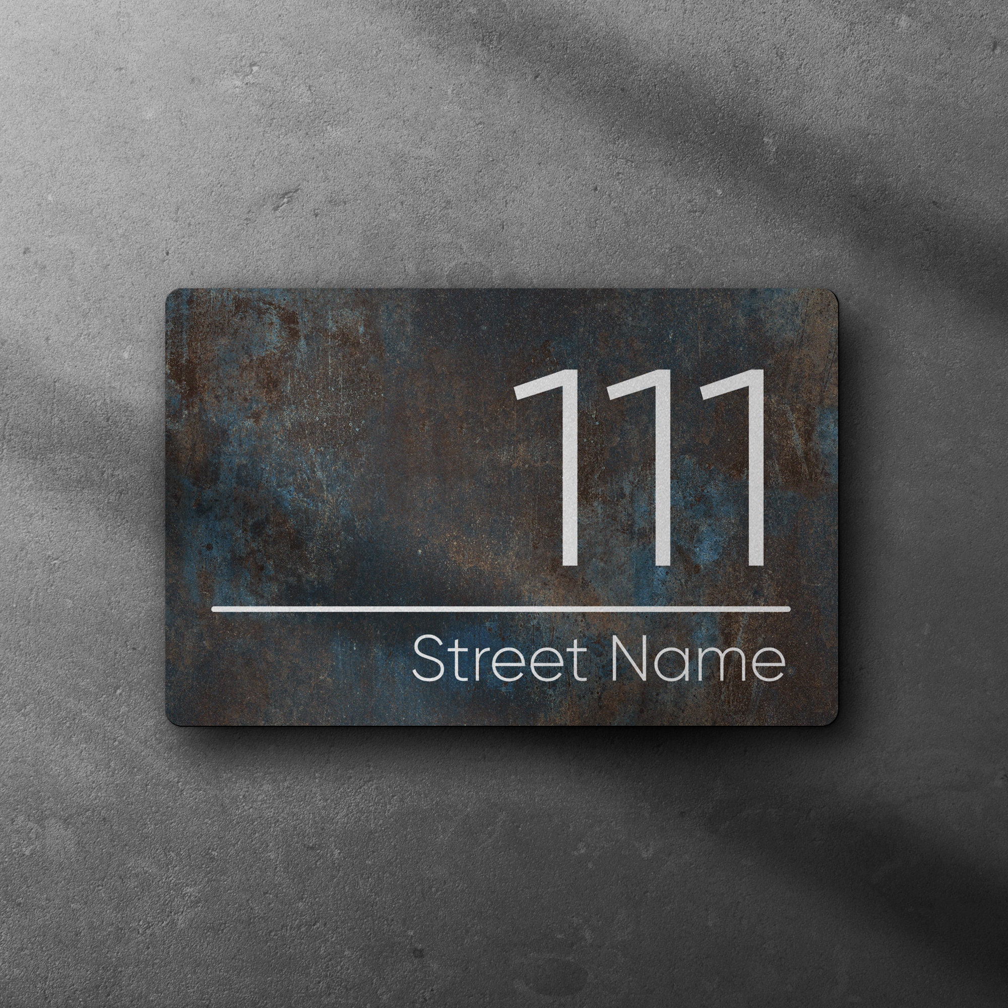 Personalised Contemporary Hidden Fixings Sign, Rusty Metal Style House ...