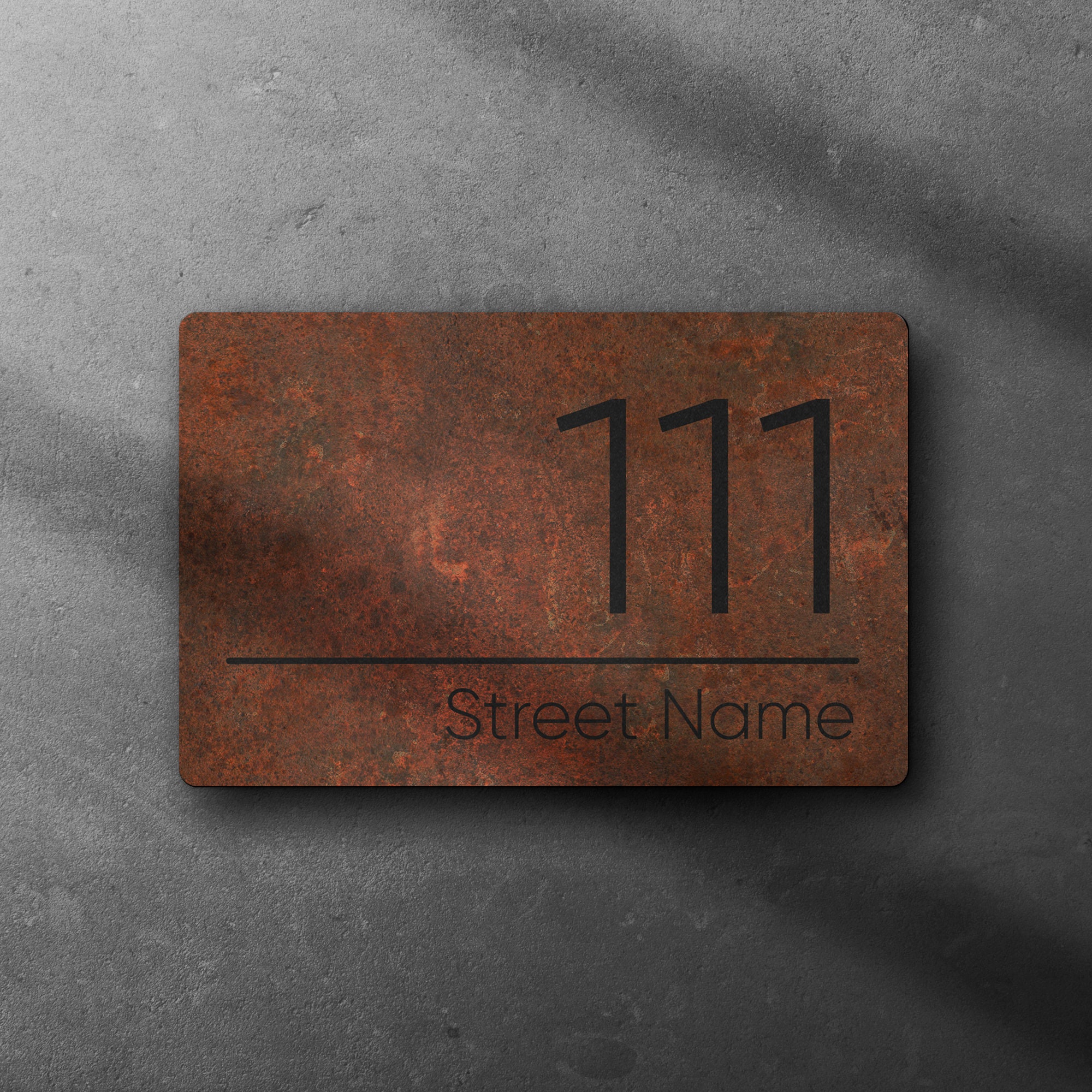 Personalised Contemporary Hidden Fixings Sign, Rusty Metal Style House ...