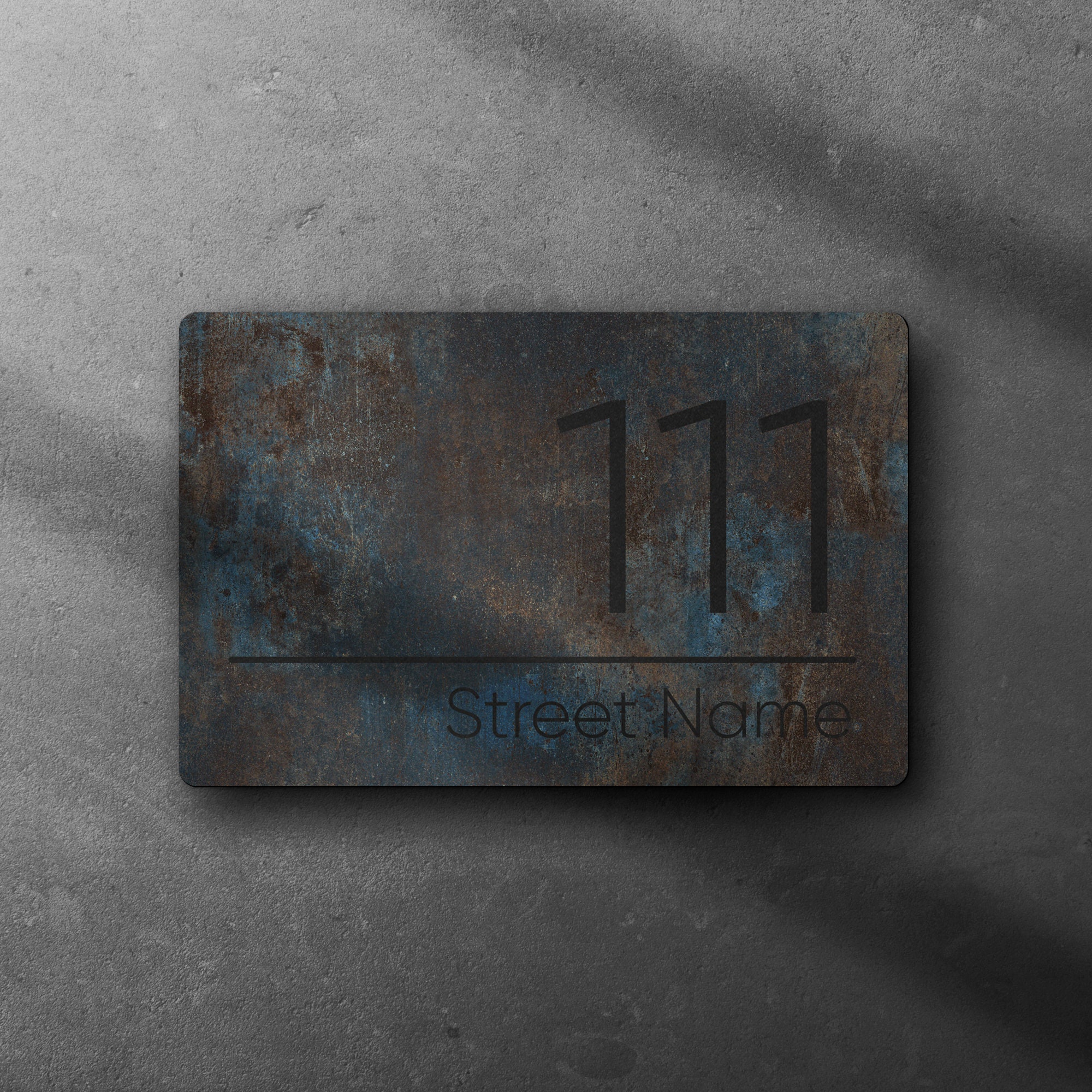 Personalised Contemporary Hidden Fixings Sign, Rusty Metal Style House ...