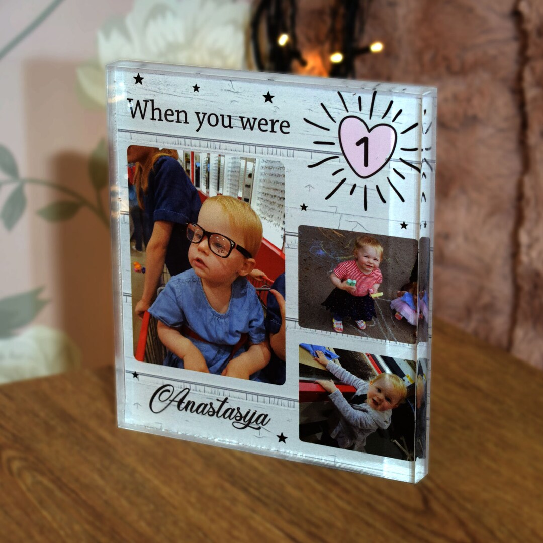 Personalised Baby or Child, Acrylic Photo Block, With Custom Text and ...