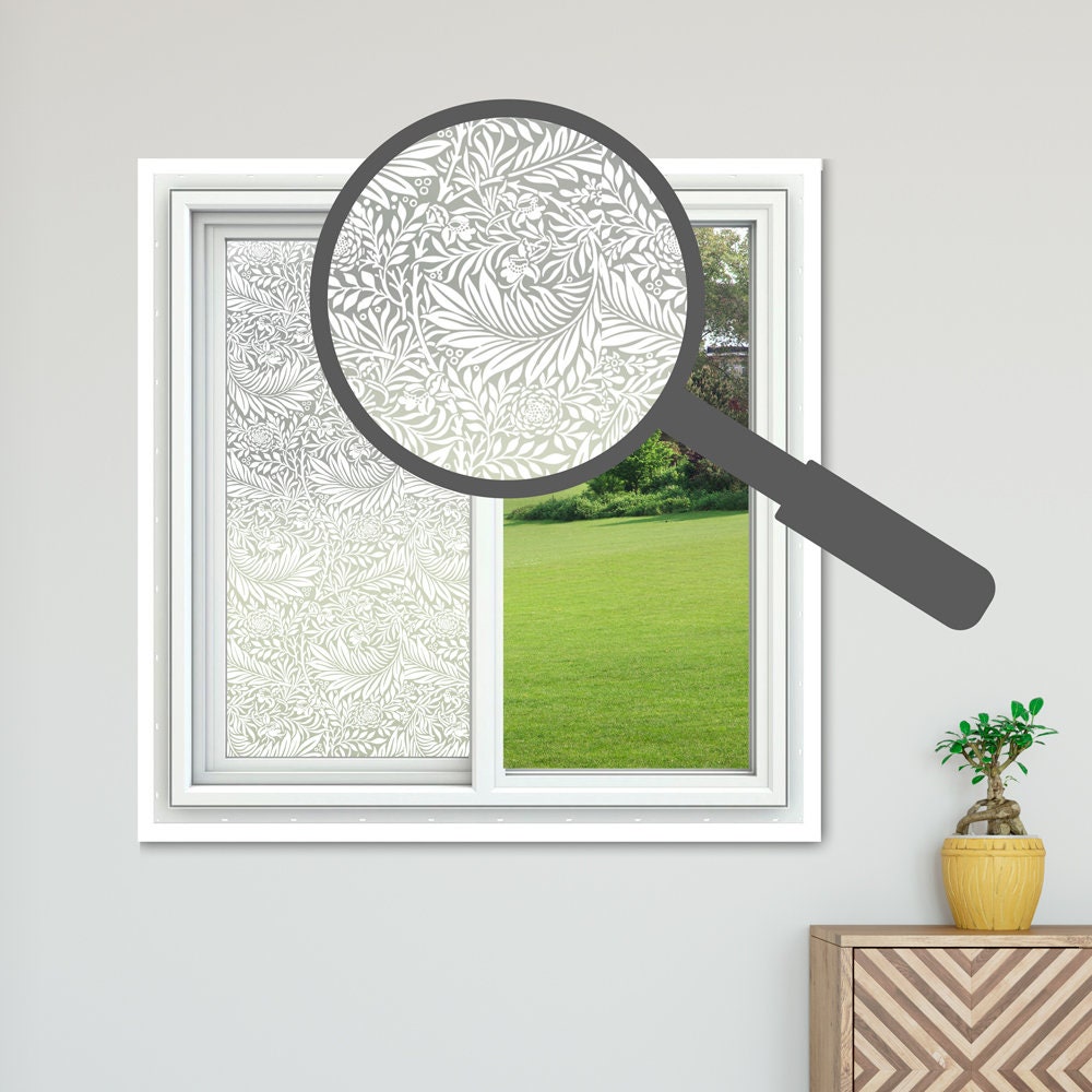 Privacy Floral Frosted Window Film Decorative Etched Feature Glass Self ...