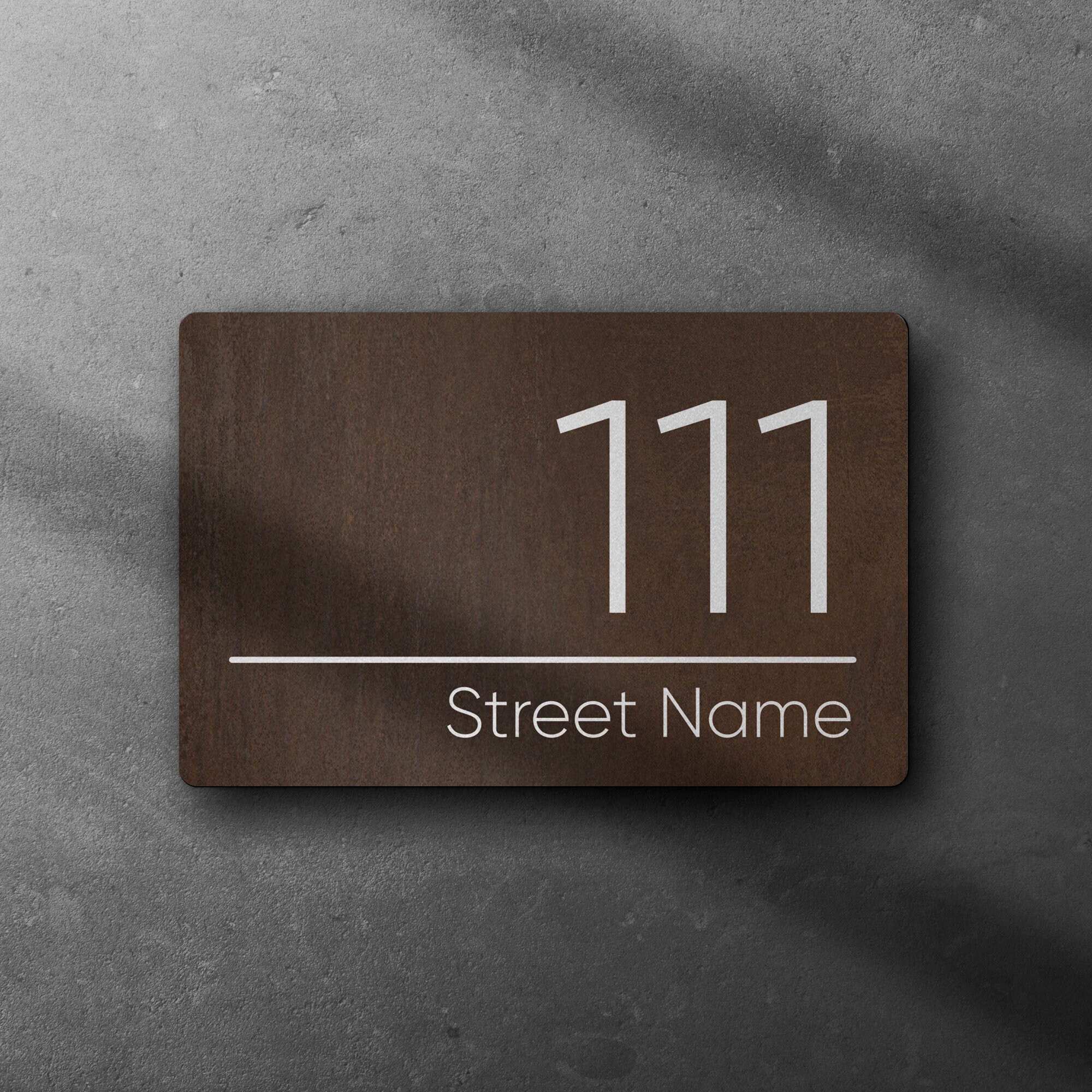 Personalised Contemporary Hidden Fixings Sign, Rusty Metal Style House ...