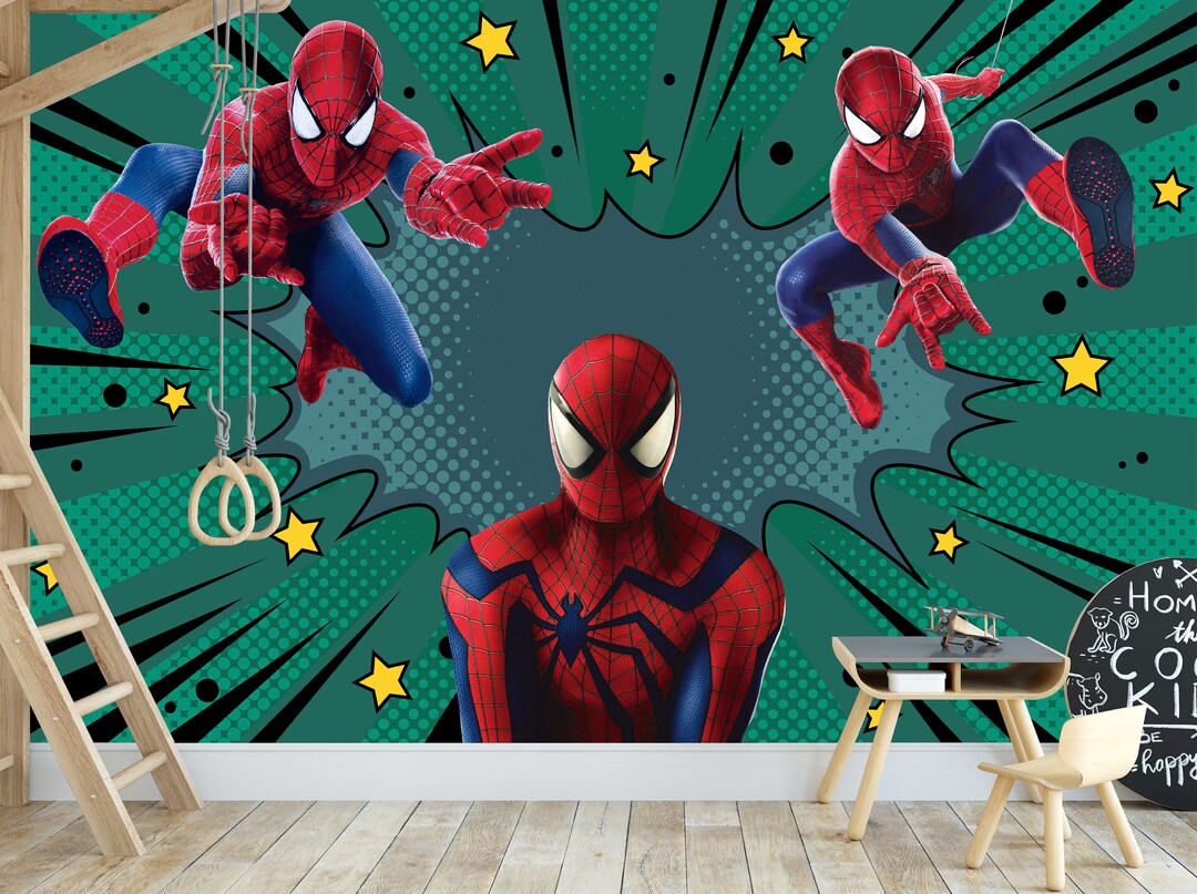 Spiderman Wallpaper PVC Free Boys Decor, Superhero Spiderman Colorful ...