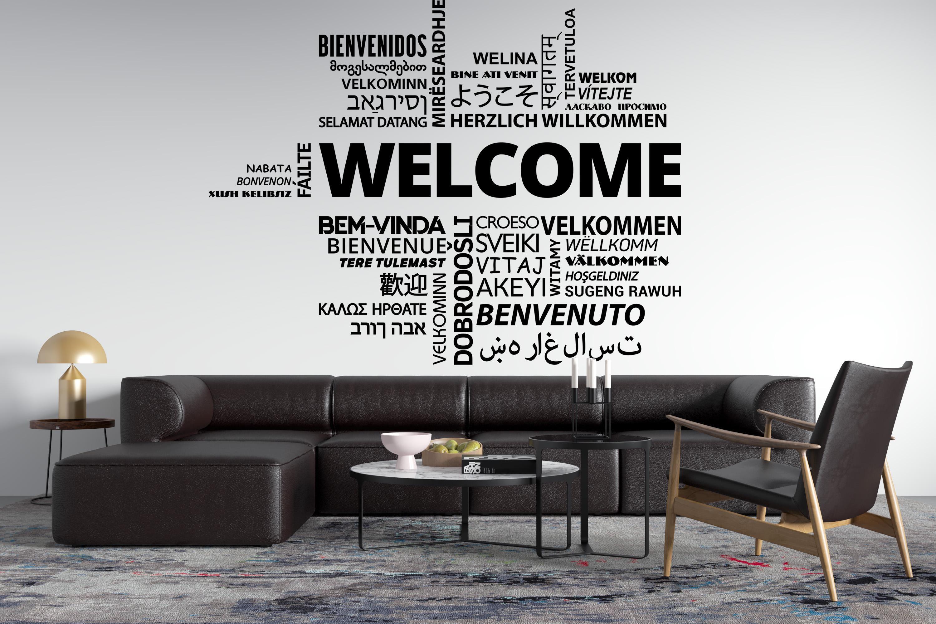 Large Welcome in Different Languages Teamwork Decal, Сustomizable Words ...