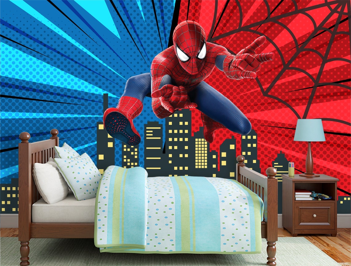 Spiderman Wallpaper for Boy's Room Superhero Spiderman - Etsy