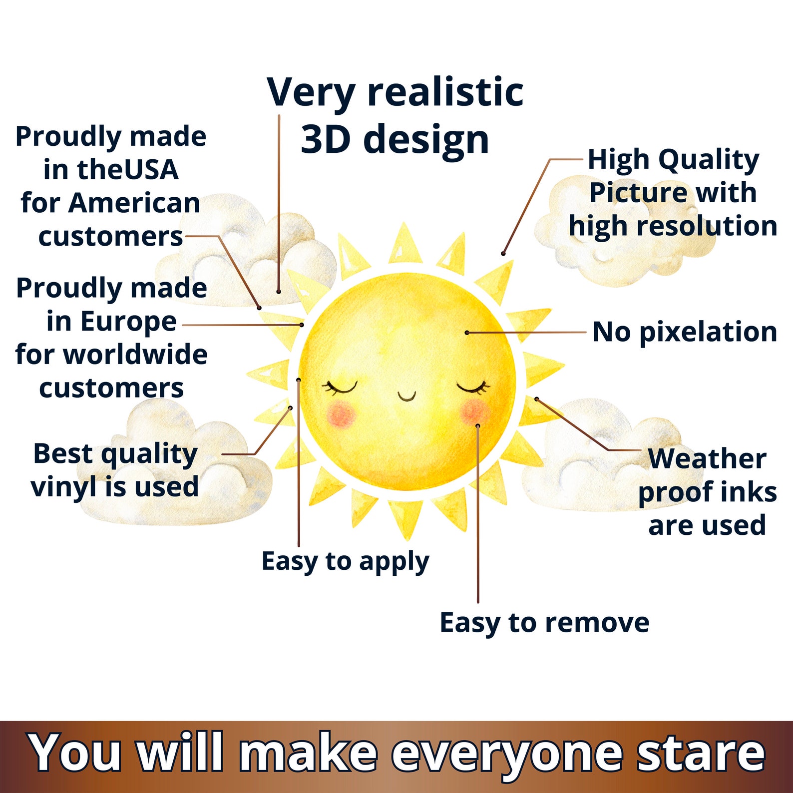 Sun and Puffy Cloud Wall Decals. Sun Nursery Stickers. Girls - Etsy