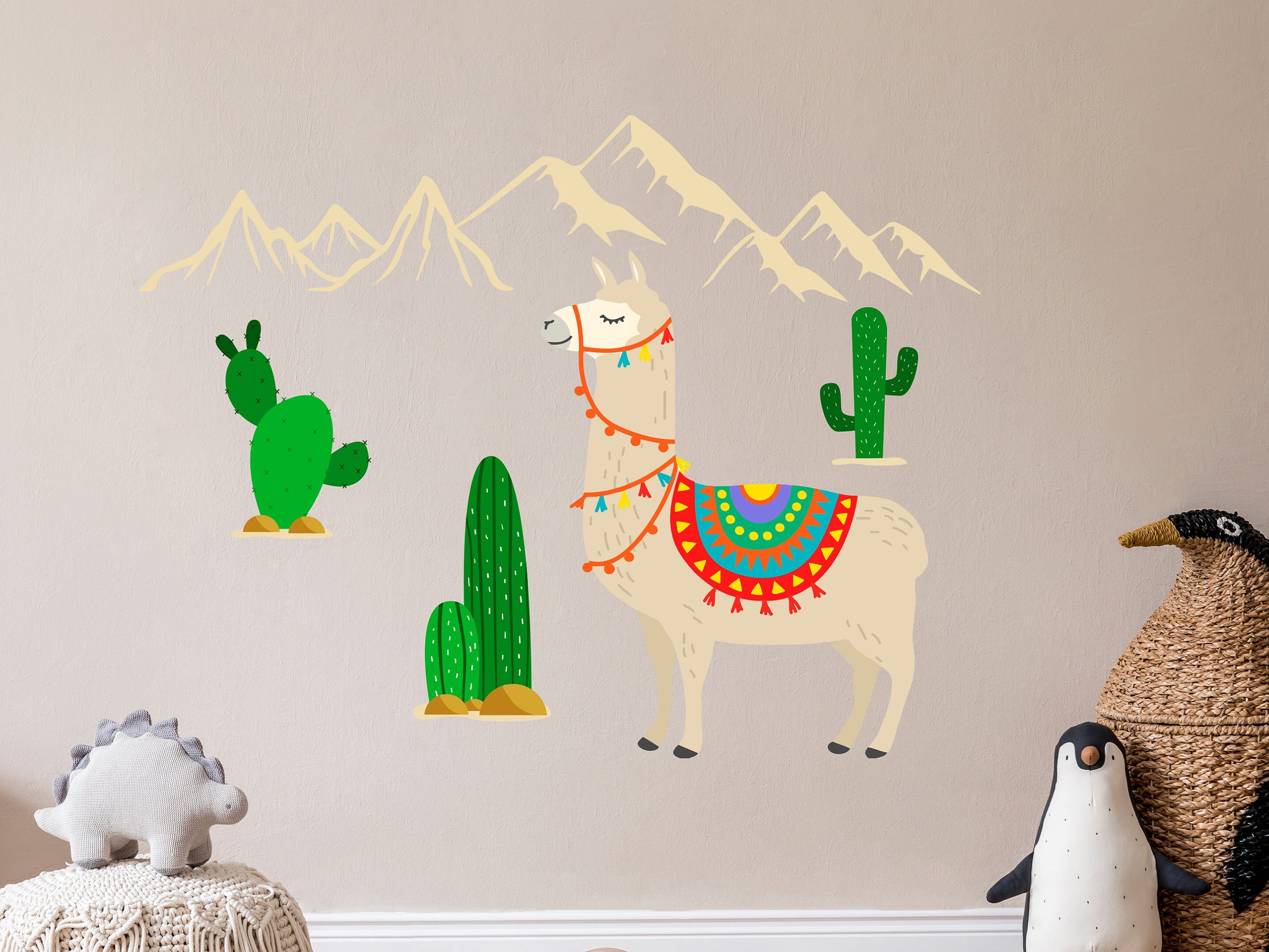 Llama Wall Decals Kids. Mountains Wall Decal. Boho Alpaca - Etsy