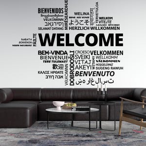 Large Welcome in Different Languages Teamwork Decal, Сustomizable Words ...