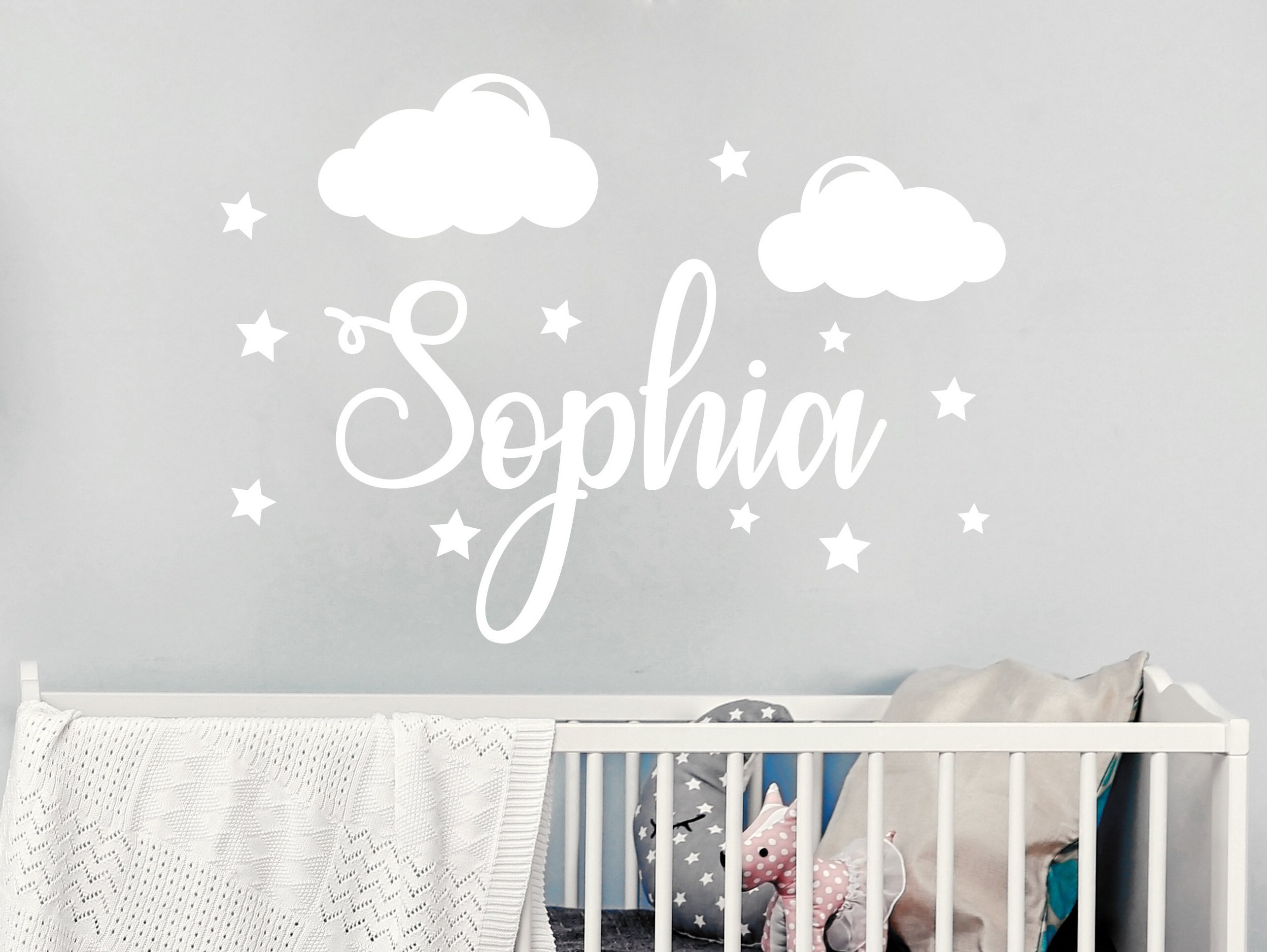 Clouds Name Decal. Nursery Girls Decals. Custom Name Decal - Etsy