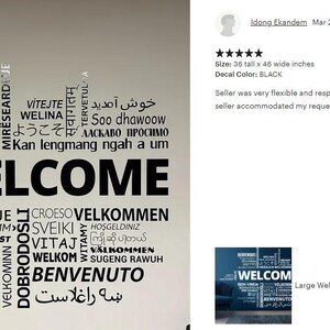 Large Welcome in Different Languages Teamwork Decal, Сustomizable Words ...