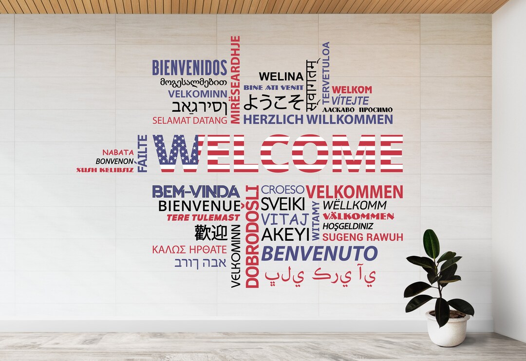 Large Office Wall Art Print, BIG Welcome Colors Language, Sign Vinyl ...