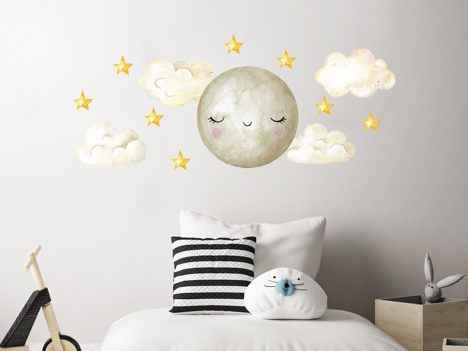 Moon and Stars Wall Decals. Clouds Nursery Stickers. Kids Room - Etsy