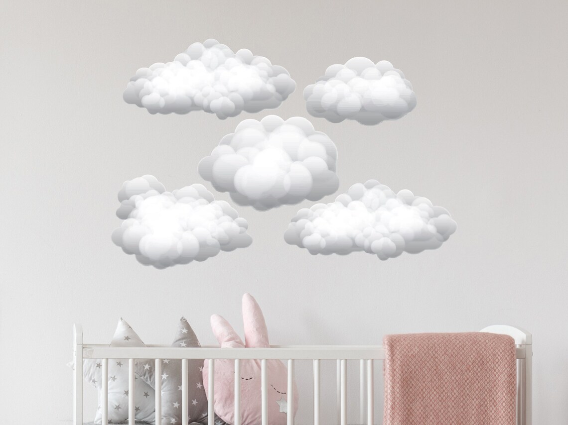 Puffy Cloud Wall Decals. Set of 5 Clouds. Nursery Wall - Etsy