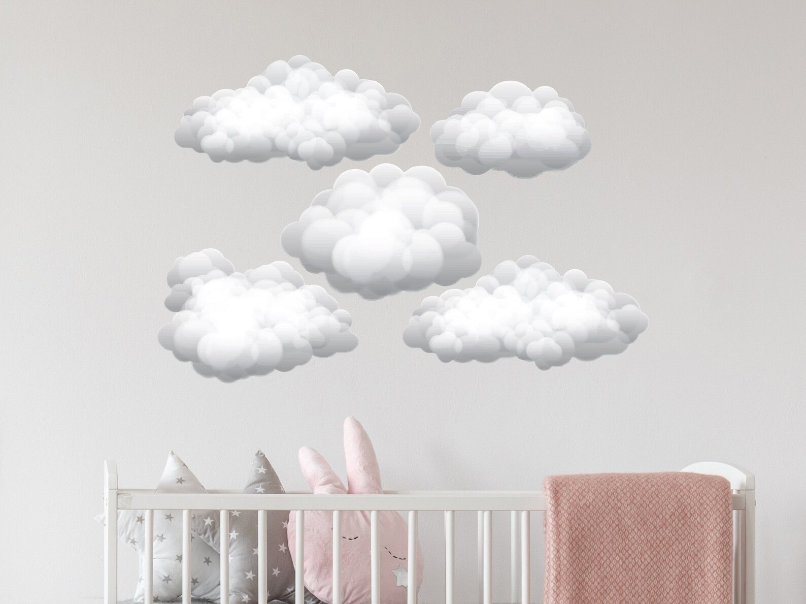Puffy Cloud Wall Decals. Set of 5 Clouds. Nursery Wall | Etsy