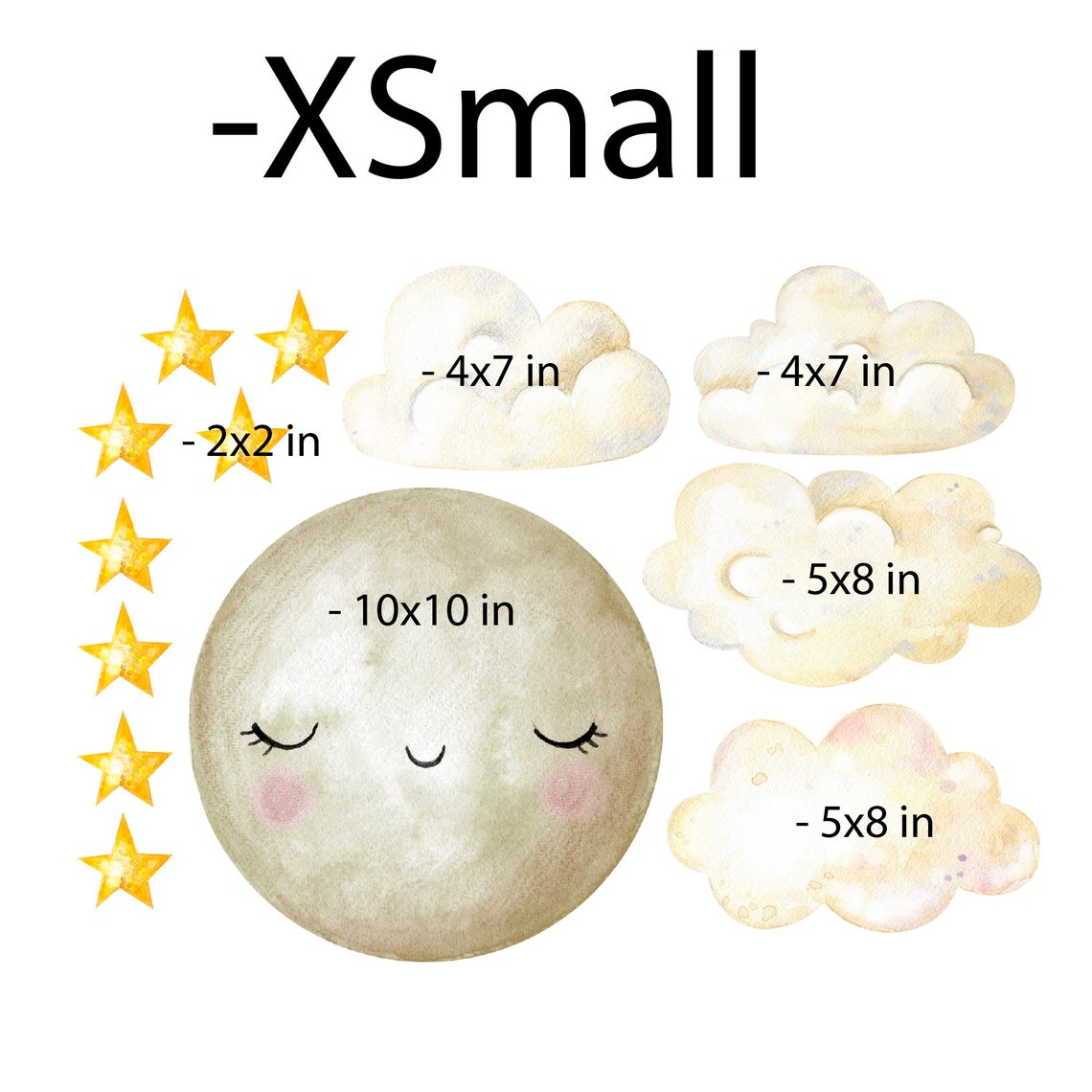 Moon and Stars Wall Decals. Clouds Nursery Stickers. Kids Room - Etsy