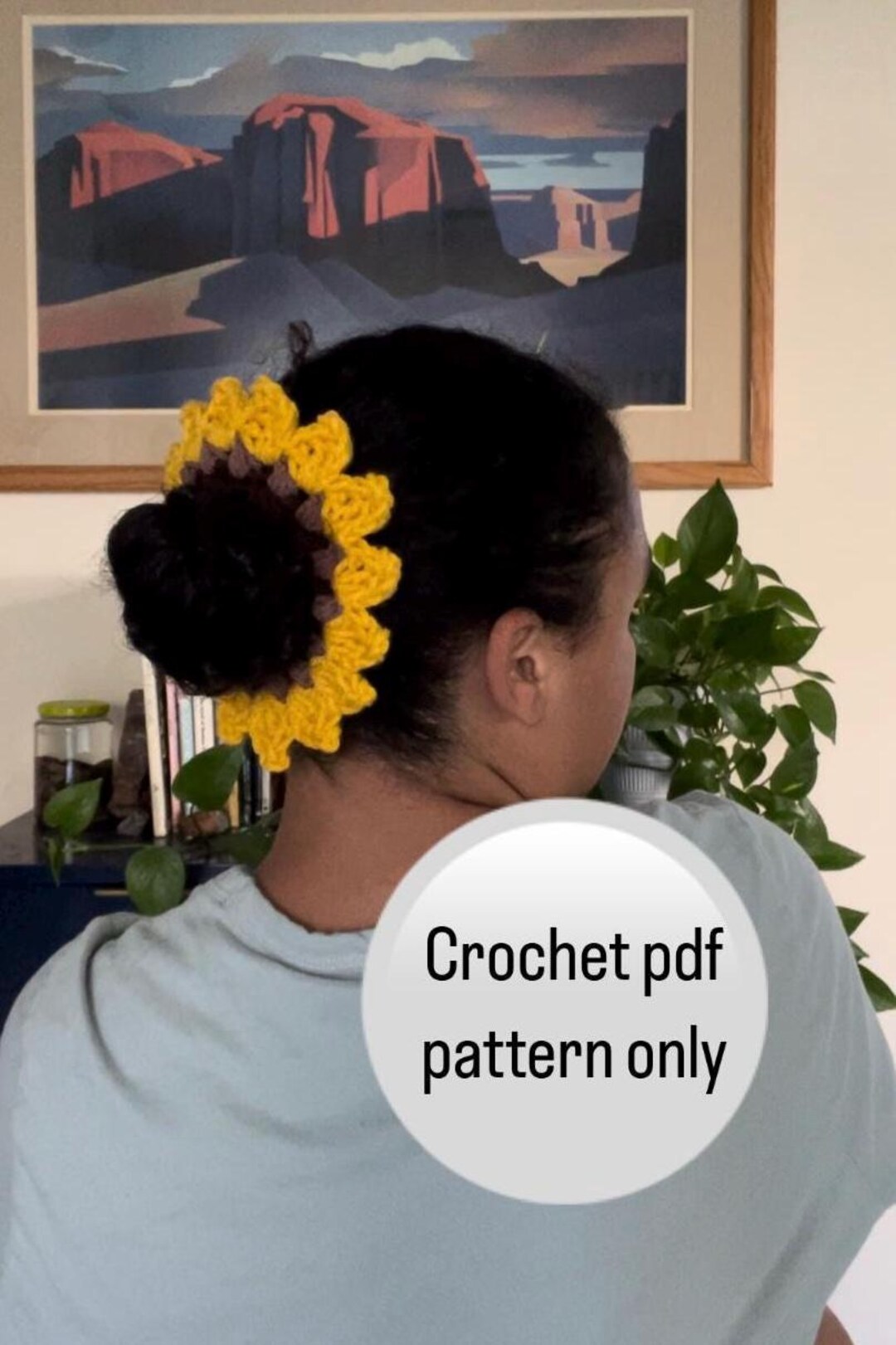 Sunflower Crochet Scrunchie L Crochet Hair Accessories L Sunflower ...