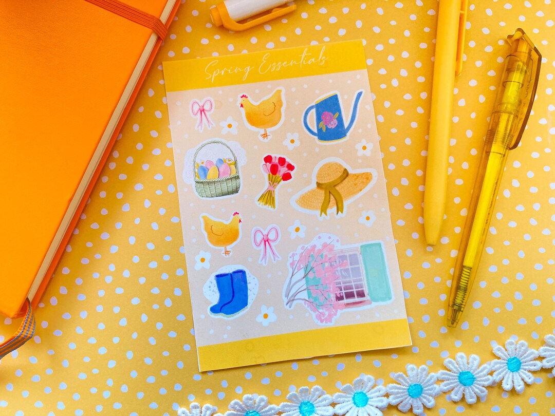 Cottagecore Spring Stickers: Hand-drawn Vinyl Decals - Etsy