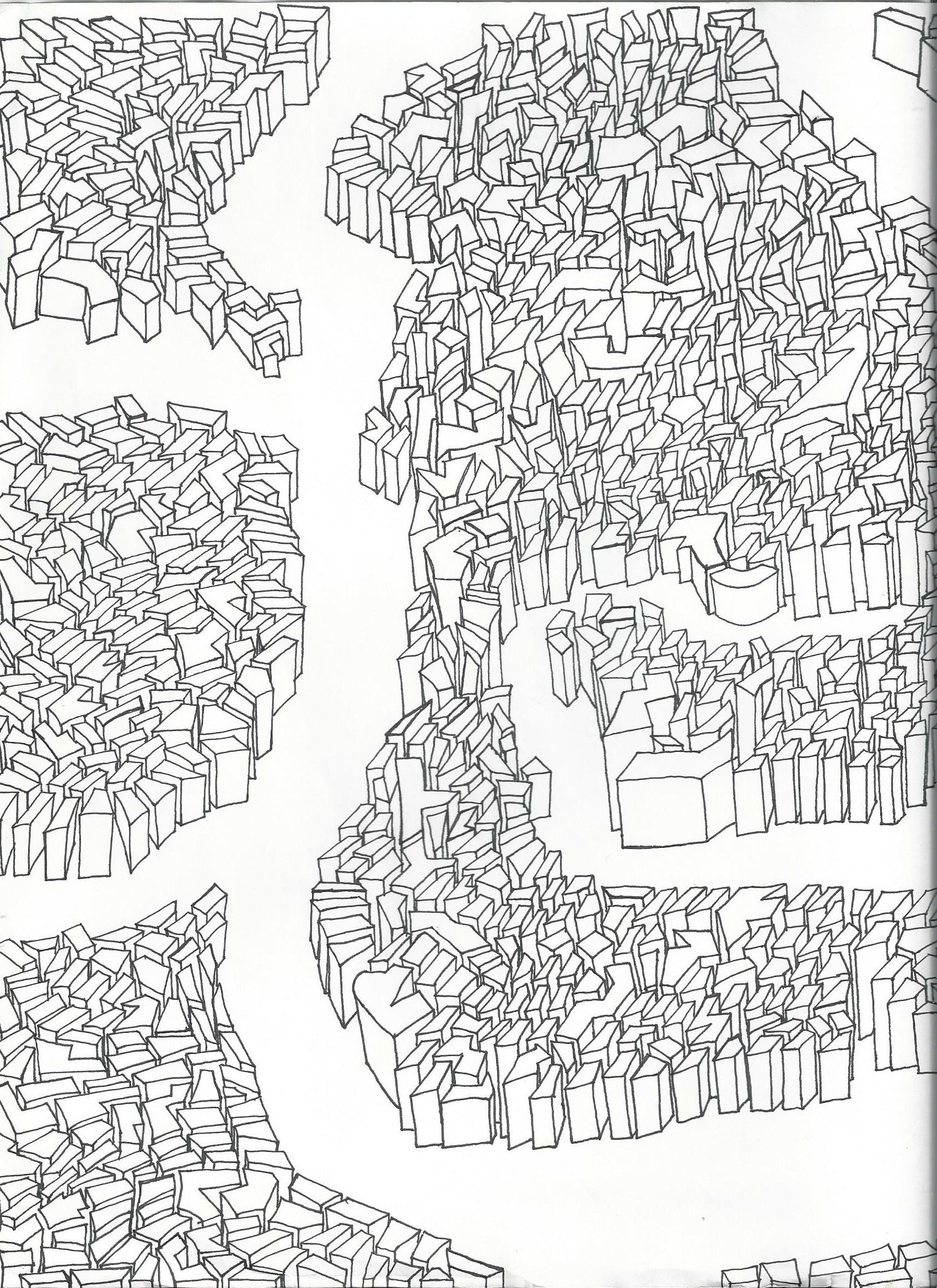 black and white Pen and ink hand-drawn map of fantasy town Digital Copy ...