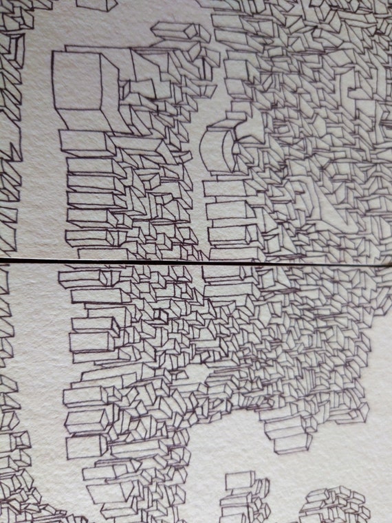 black and white Pen and ink hand-drawn map of fantasy town Digital Copy ...