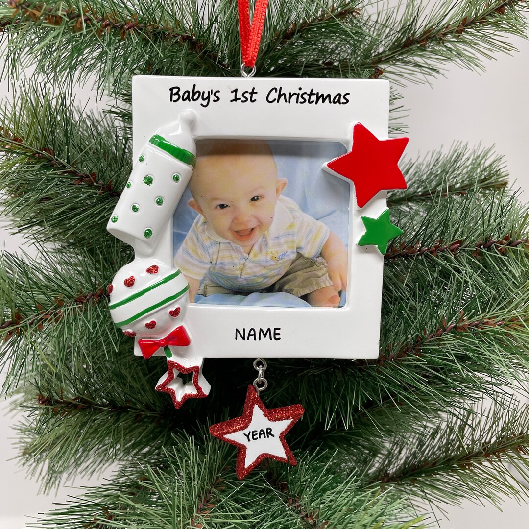 Personalized Baby's First Christmas Picture Frame Christmas Ornament ...