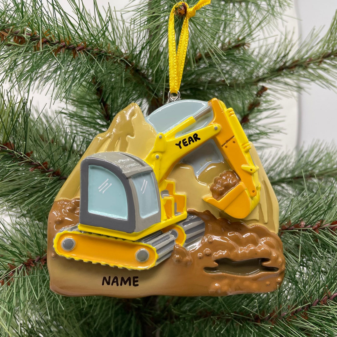Excavator Ornament Backhoe Personalized Yellow Christmas - Etsy
